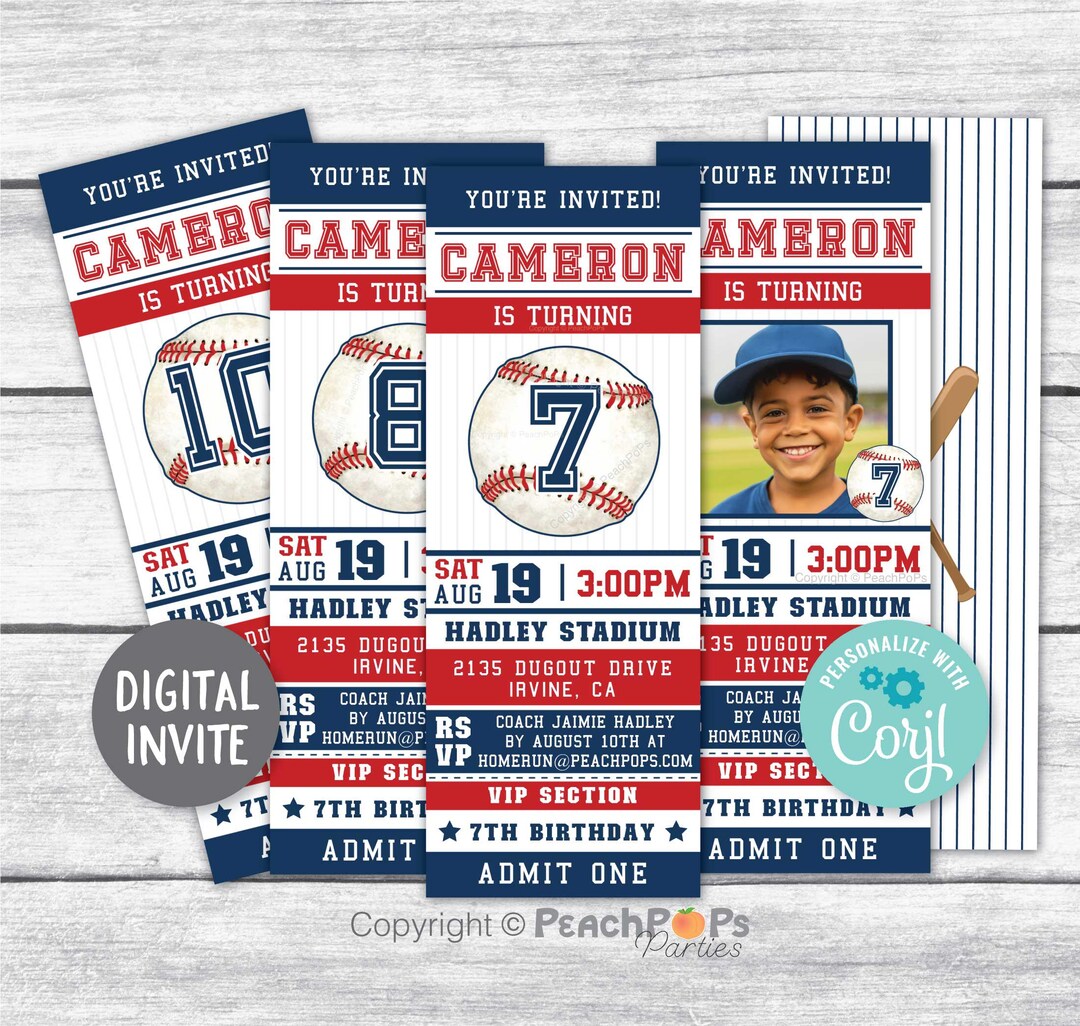 Editable Baseball Invitation, Baseball Birthday Party Invite, Baseball ...