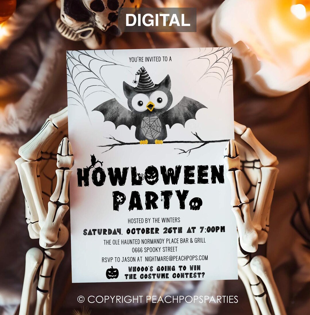 Halloween Party Invitation Editable Owl Howloween Costume Party Invite ...