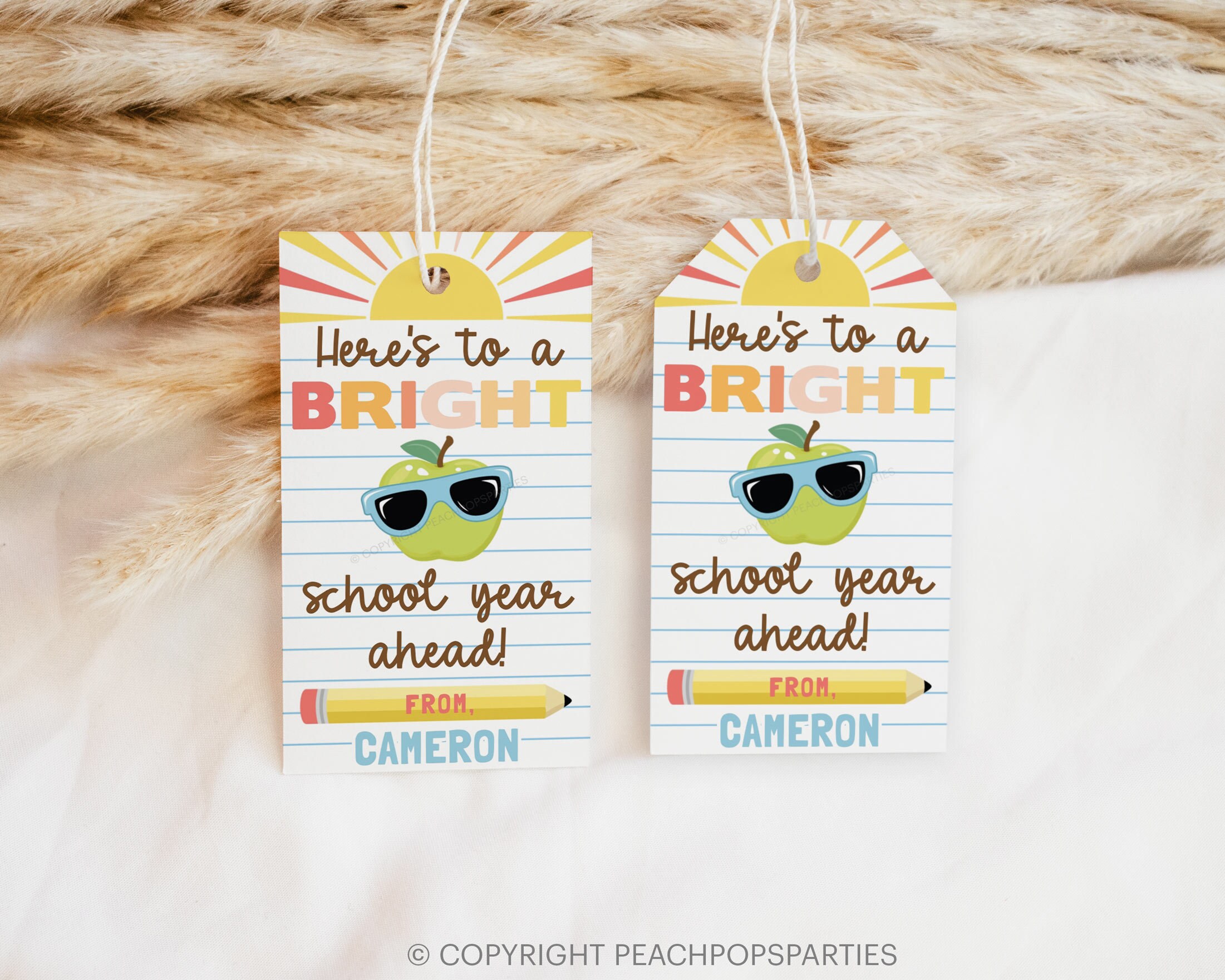Back to School Gift Tag, Bright School Year, First Day of School, Boho ...