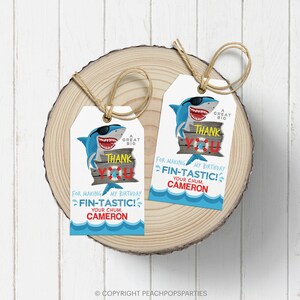Editable Shark Thank You Tag Fin-tastic Pool Party Thanks ANY Age Party ...