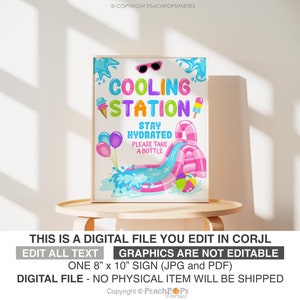 Water Slide Party Sign EDITABLE Cooling Station Birthday Waterslide ...