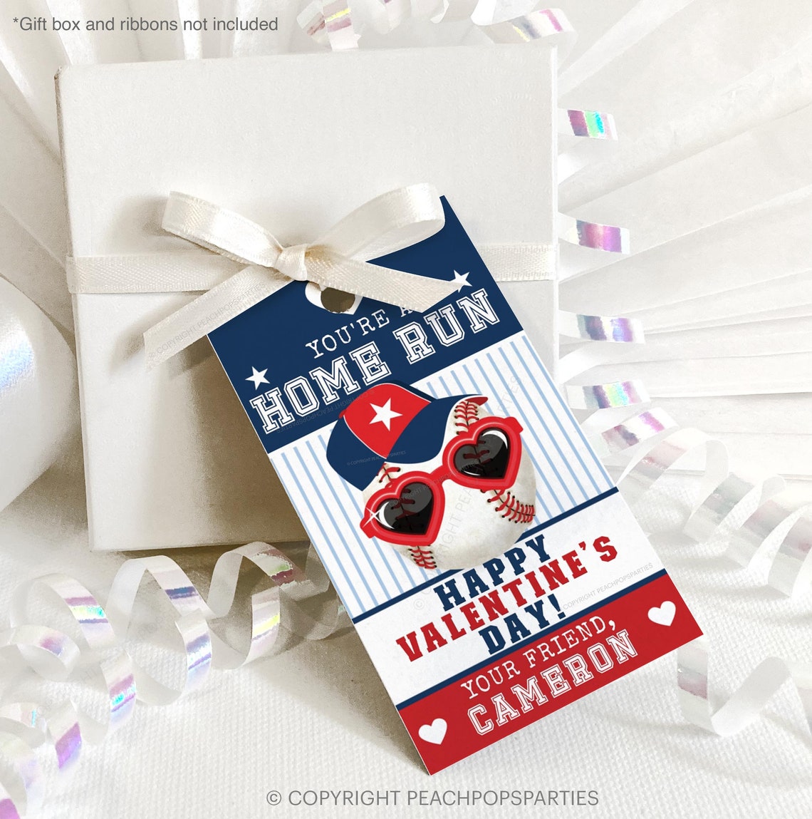 Baseball Valentine, Kids Class Valentine’s Day Tag, EDITABLE School ...