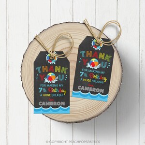 Editable Pool Party Tag Birthday Thank You Tag Pool Party Favor Tag ...