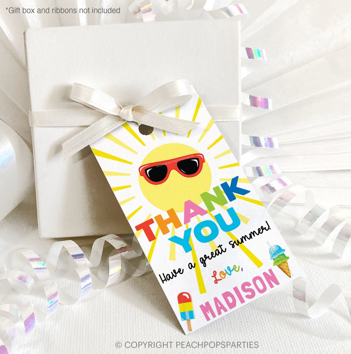 Editable Teacher Appreciation Thank You Gift Tag Sun - Etsy