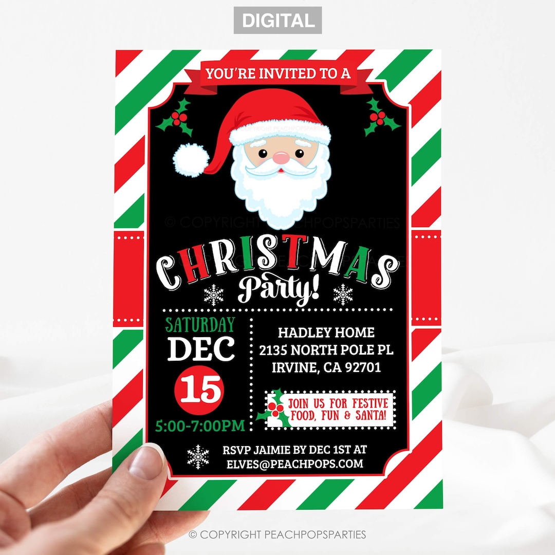 Christmas Party Invitation Santa Kids Family Christmas Party DIGITAL ...