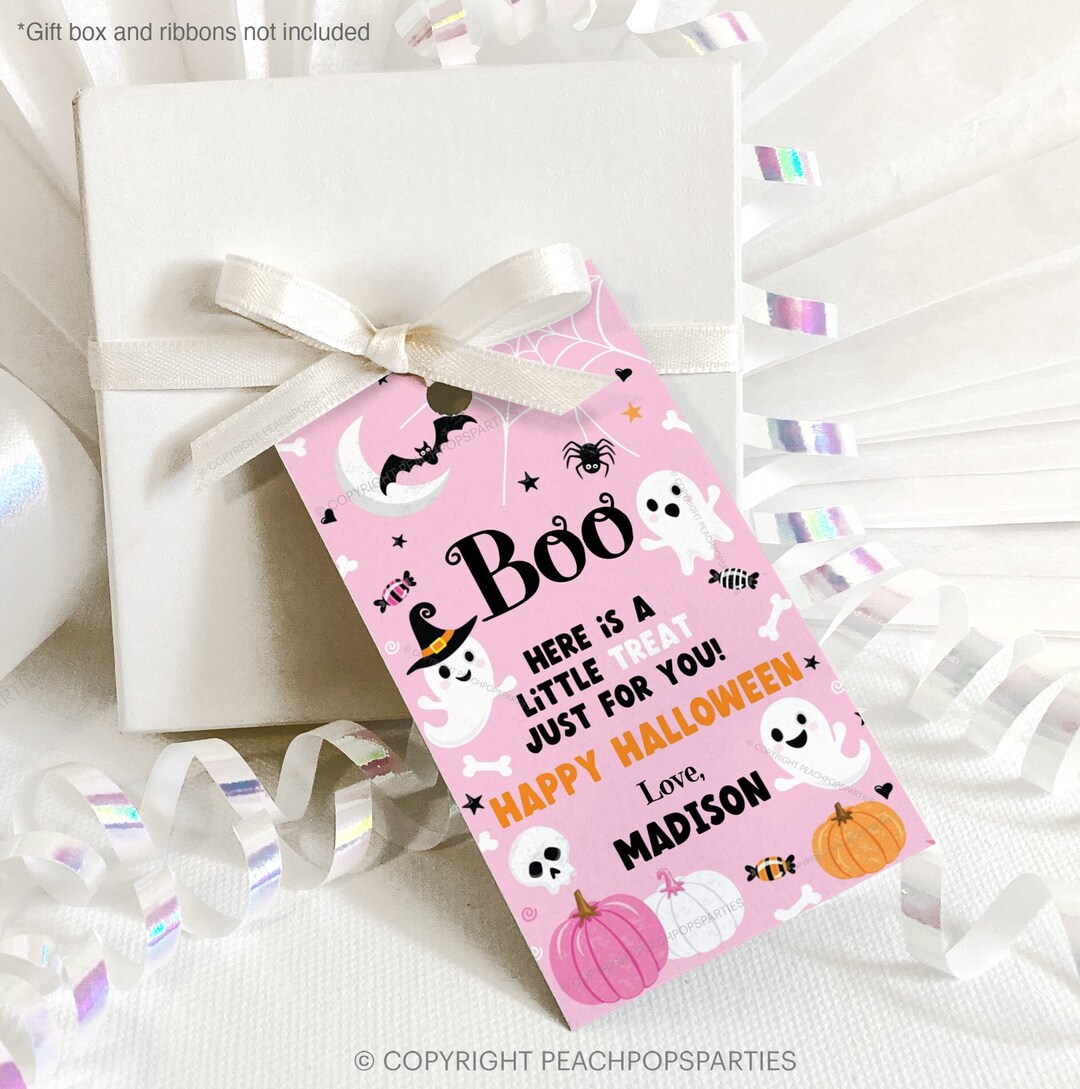 Editable Halloween Favor Tag Boo Party Gift Tag Pink - Etsy