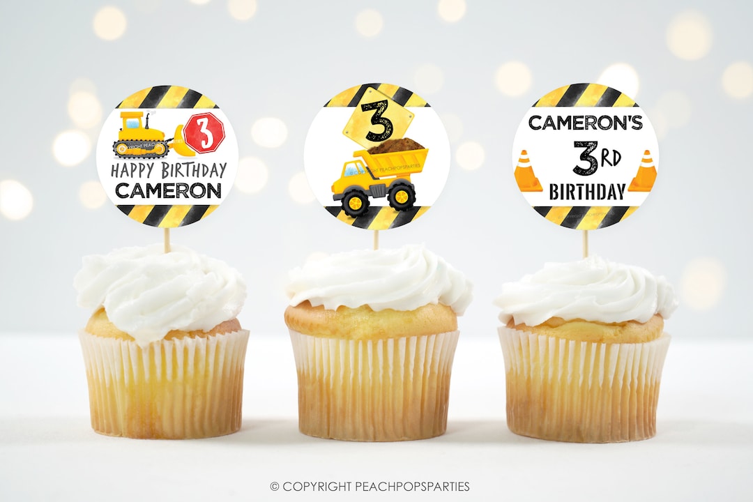 Construction Cupcake Toppers Birthday Cake Dump Truck Party DIGITAL ...