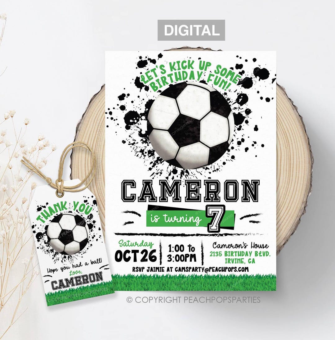 Editable Soccer Birthday Invitation, DIGITAL Soccer Party Invite ...