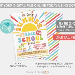 Back to School Party Invitation EDITABLE Groovy End of - Etsy