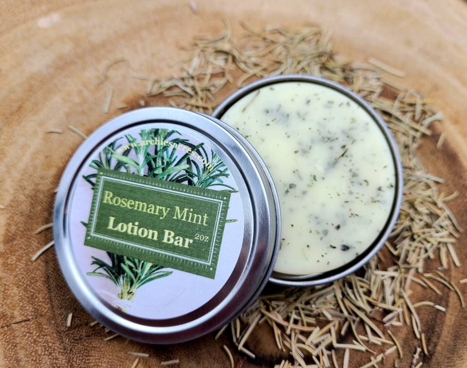 Rosemary Mint Lotion Bar With Mint Leaves - 100% Organic - Etsy