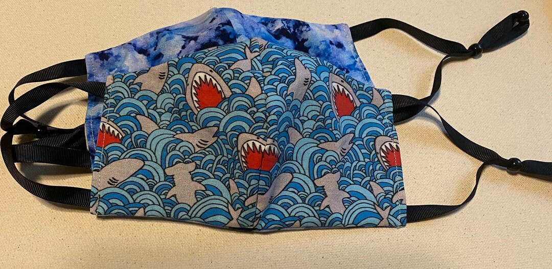 Shark Face Mask. Reversible Double Layered Cotton Fabric. - Etsy