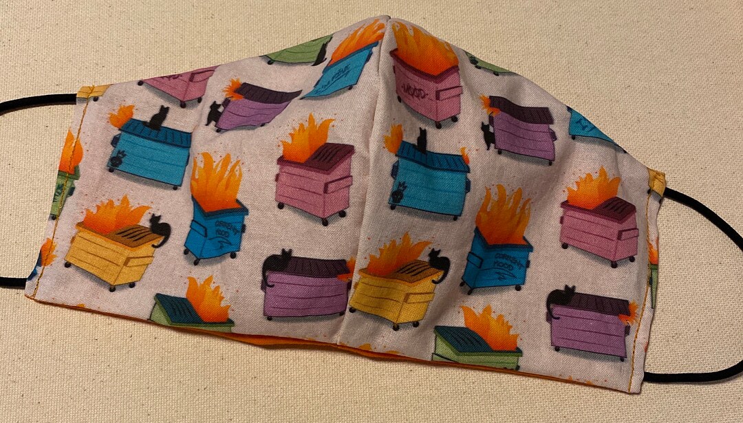 Dumpster Fire Face Mask. Reversible Double Layered Cotton Fabric. - Etsy