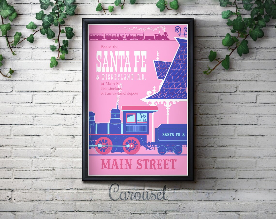 Vintage Disneyland Santa Fe Railroad Attraction Poster | Etsy