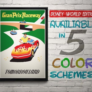 Vintage Walt Disney World Grand Prix Raceway Attraction Poster, Disney ...