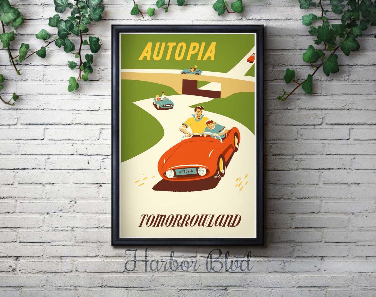 Vintage Disneyland Autopia Attraction Poster Disney - Etsy