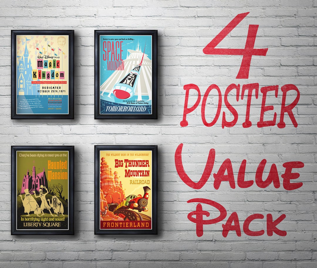 Vintage Walt Disney World Attraction Poster Set: Walt Disney World ...