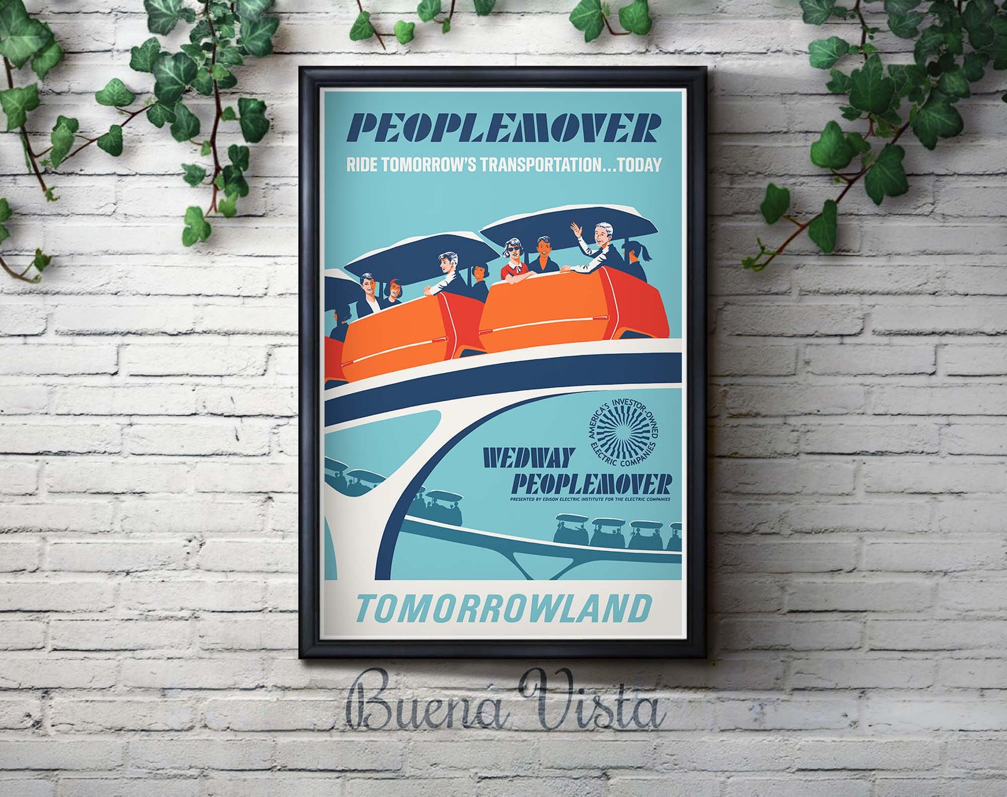 Vintage Walt Disney World People Mover Attraction Poster - Etsy