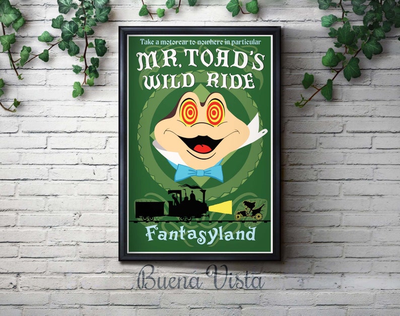 Vintage Disneyland Mr. Toad's Wild Ride Attraction Poster, Disney ...
