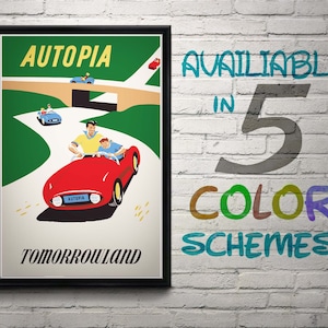 Vintage Disneyland Autopia Attraction Poster, Disney, Disneyworld ...
