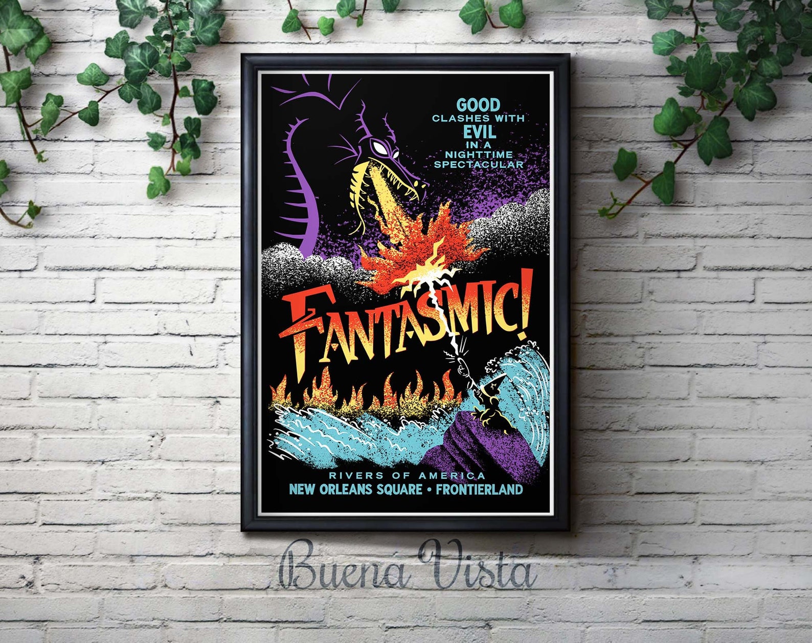 Fantasmic Vintage Disneyland Show Poster Giclée Wall Art, Great for ...