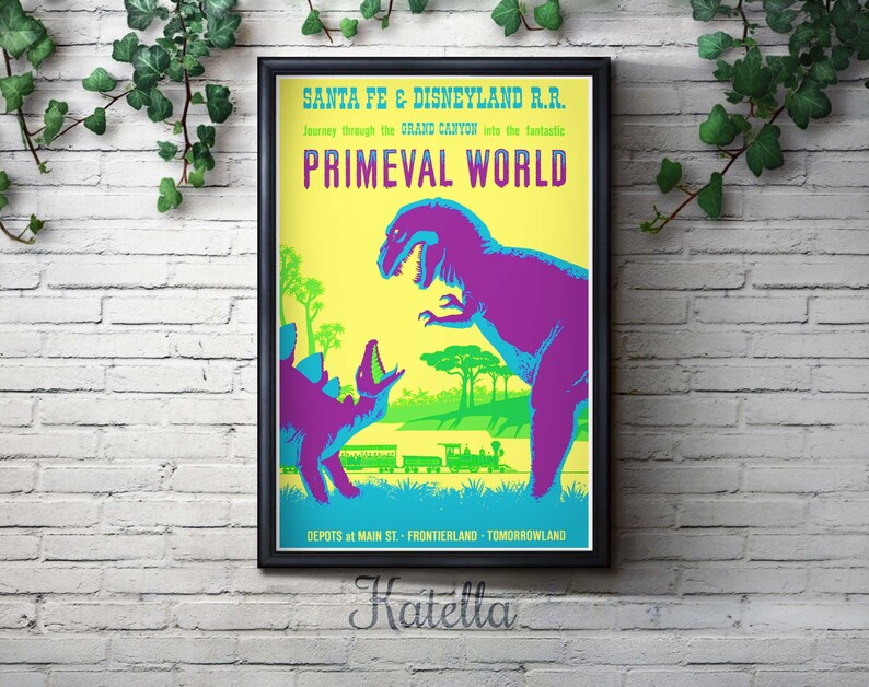 Vintage Disneyland Primeval World Attraction Poster, Disney, Nursery ...