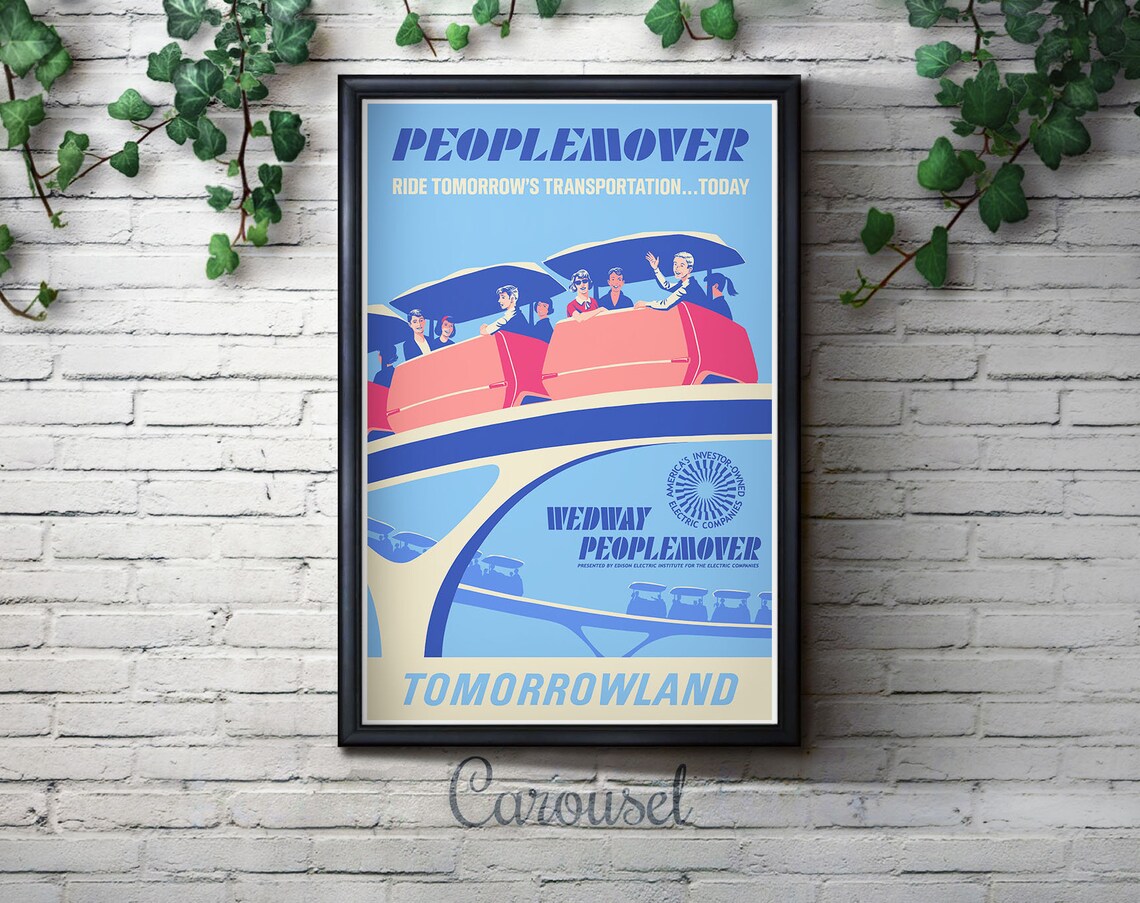 Vintage Walt Disney World People Mover Attraction Poster | Etsy