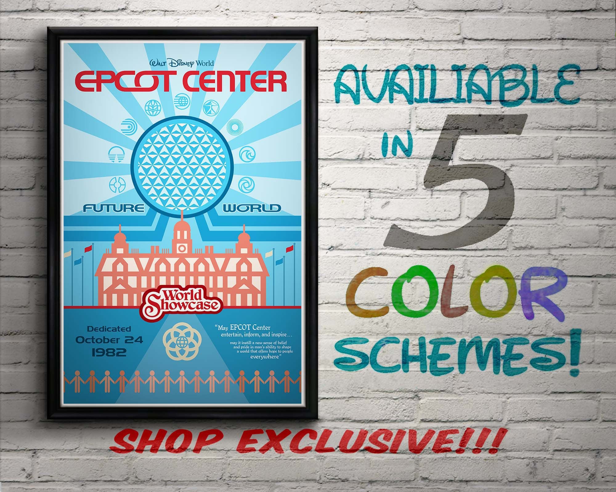 Epcot Center Dedication Vintage Style Disney World Attraction Poster ...