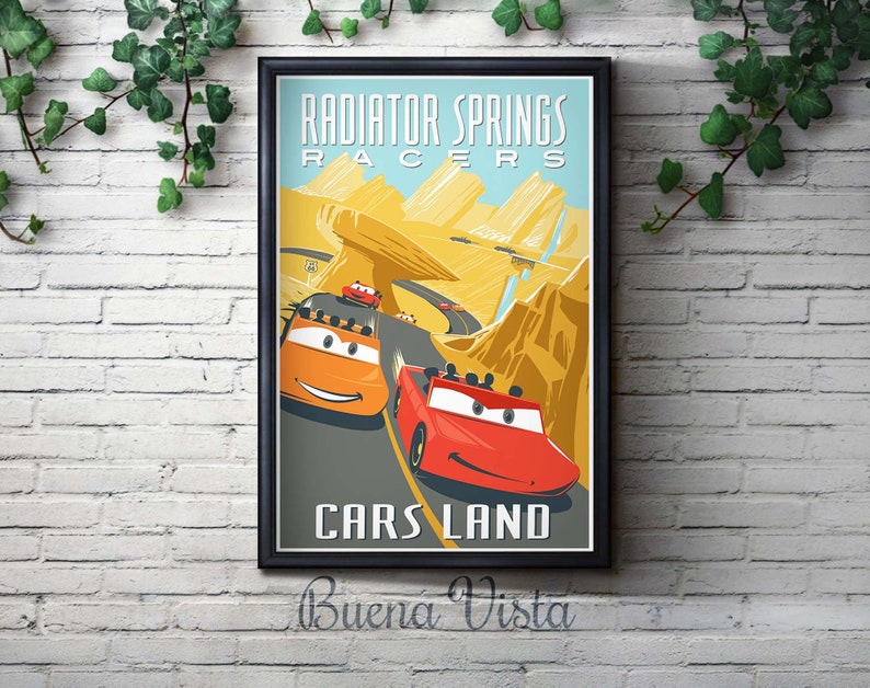 Vintage Style Radiator Springs Racers Attraction Poster | Etsy