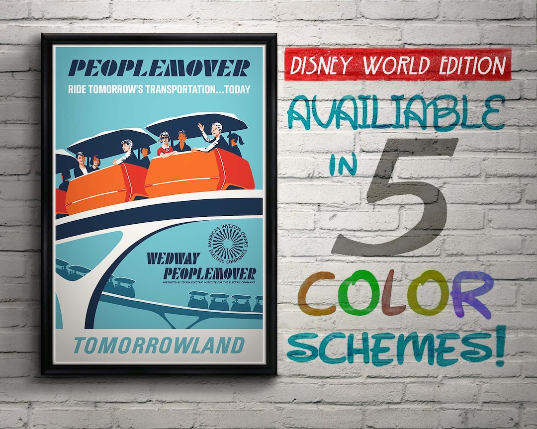 Vintage Walt Disney World People Mover Attraction Poster, Wedway ...