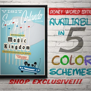 Visit Sunny Orlando Disney World Vintage Style Travel Poster Giclée ...