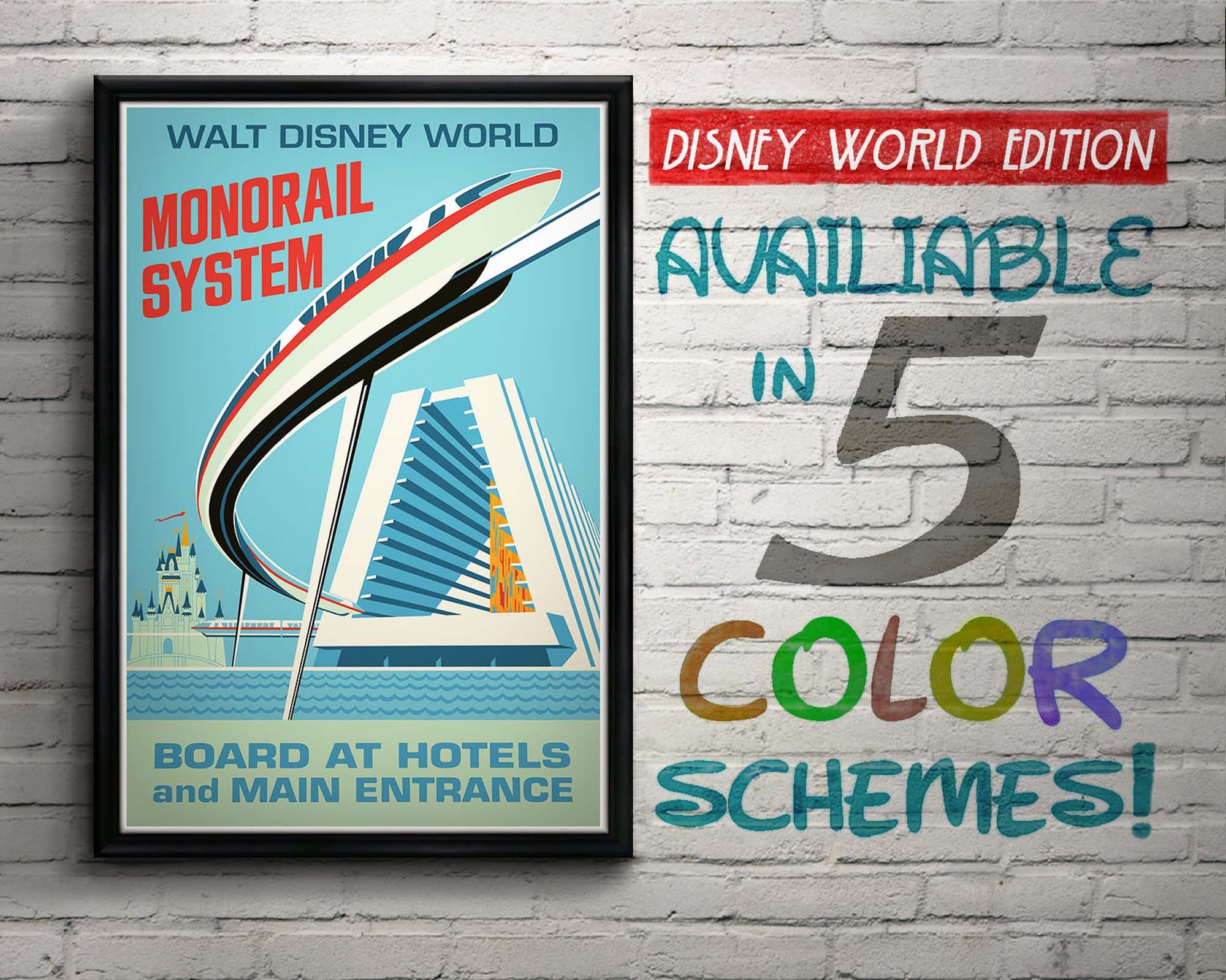Monorail Vintage Walt Disney World Attraction Poster Giclée - Etsy