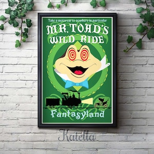 Vintage Disneyland Mr. Toad's Wild Ride Attraction Poster, Disney ...