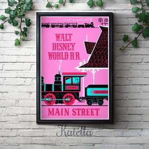 Vintage Walt Disney World Railroad Attraction Poster, Disney, Nursery ...