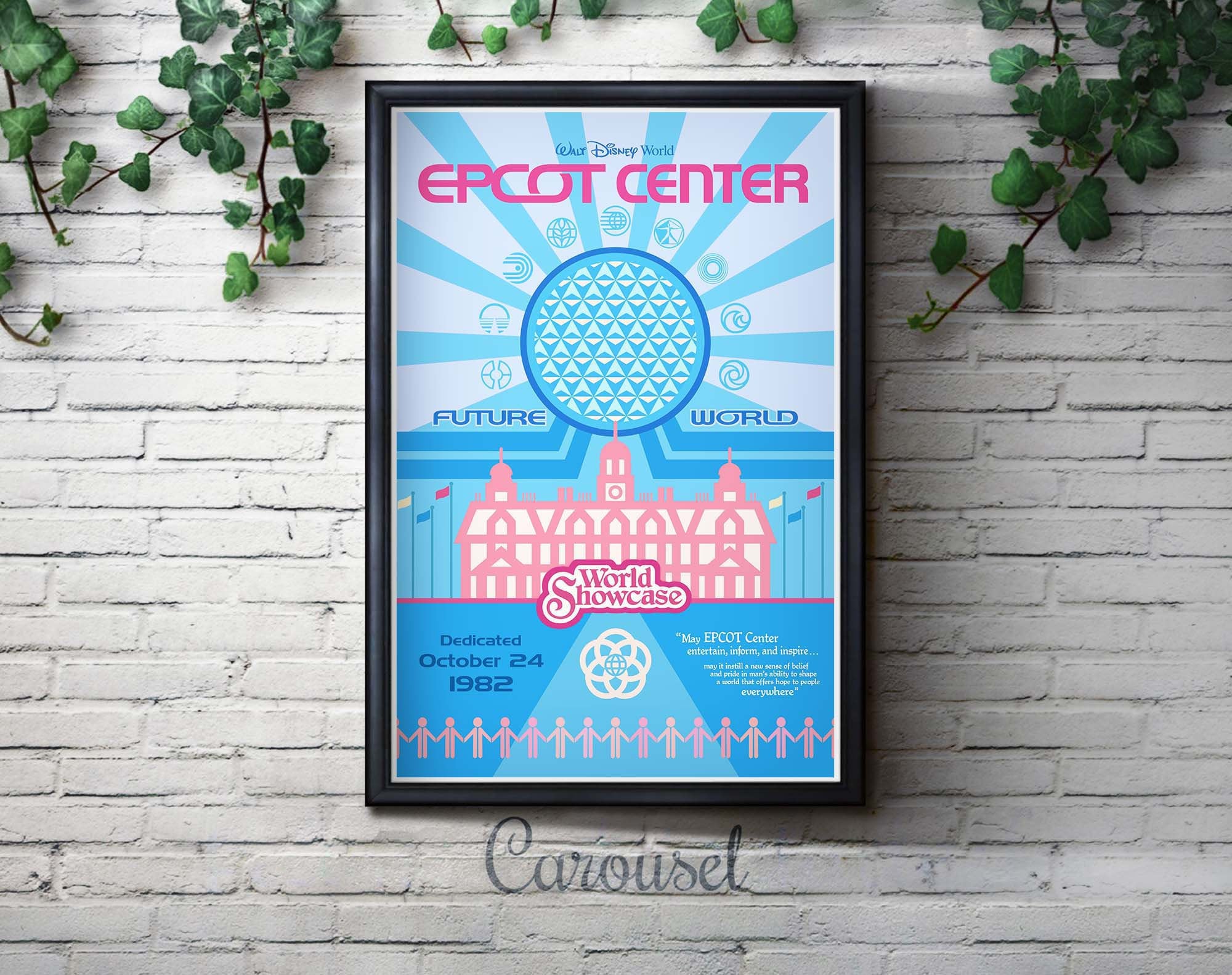 Epcot Center Dedication Vintage Style Disney World Attraction Poster ...
