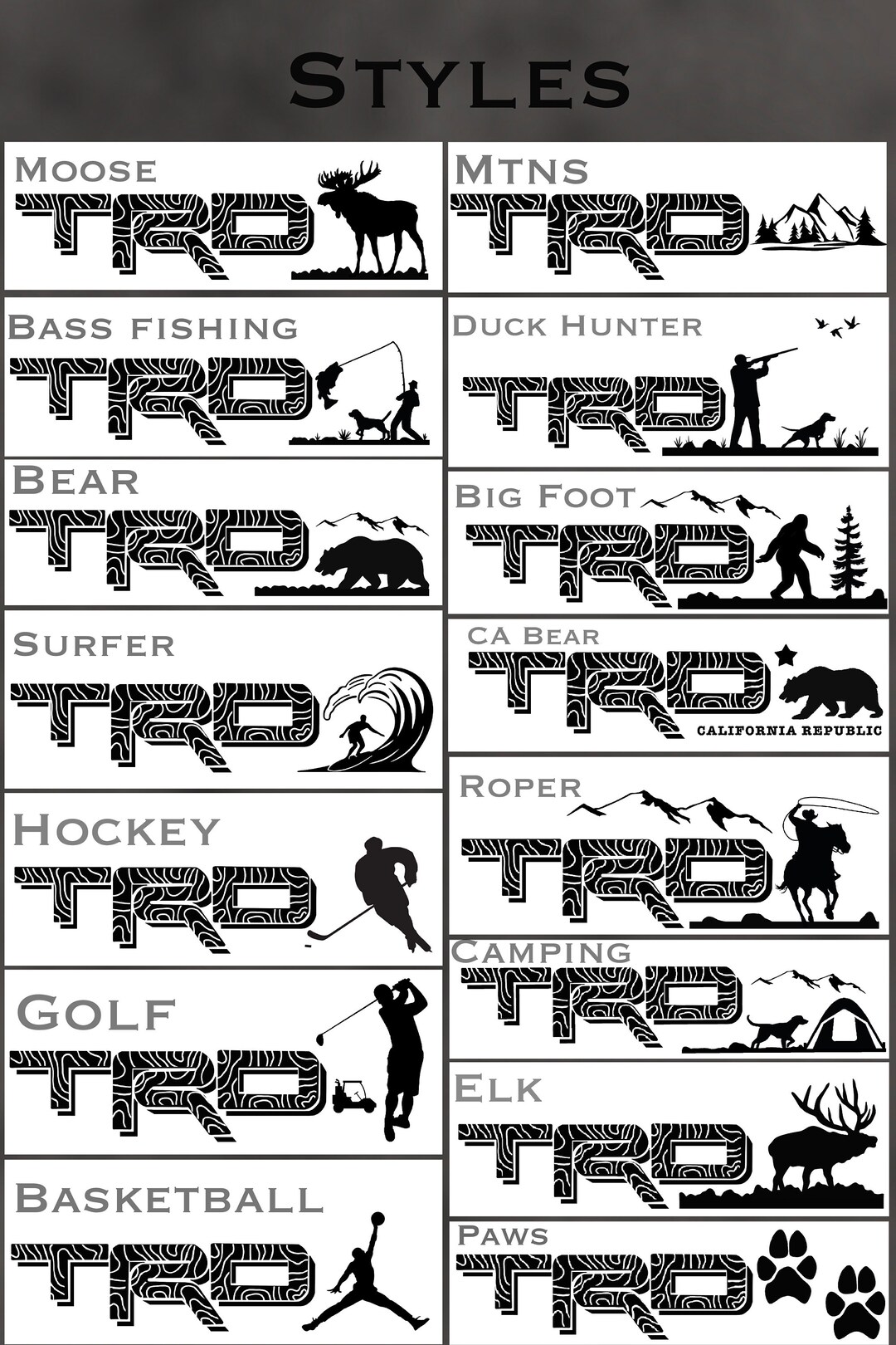 Toyota TRD Topo Decal Fishing / Outdoors / Hunting / Sports - Etsy