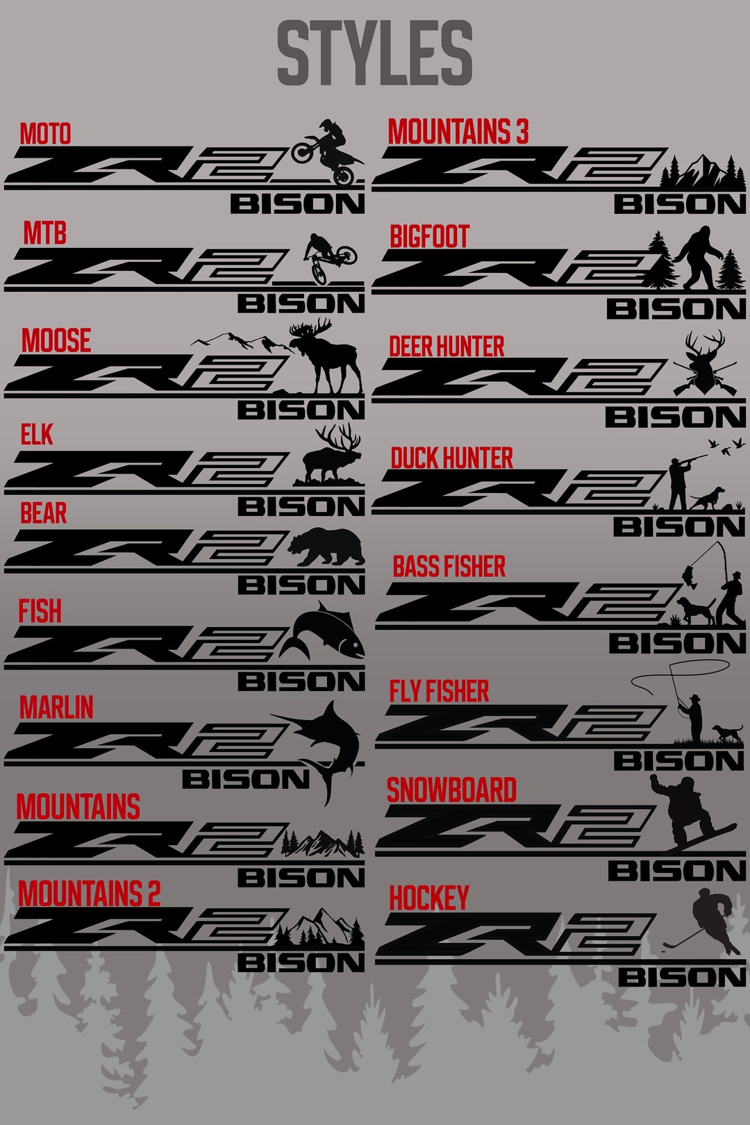 Chevy ZR2 Bison Decal- Fishing / Hunting / Outdoors / Sports - Etsy