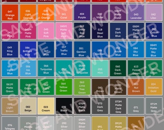 Oracal 651 Permanent Vinyl Color Chart 64 COLORS - Etsy