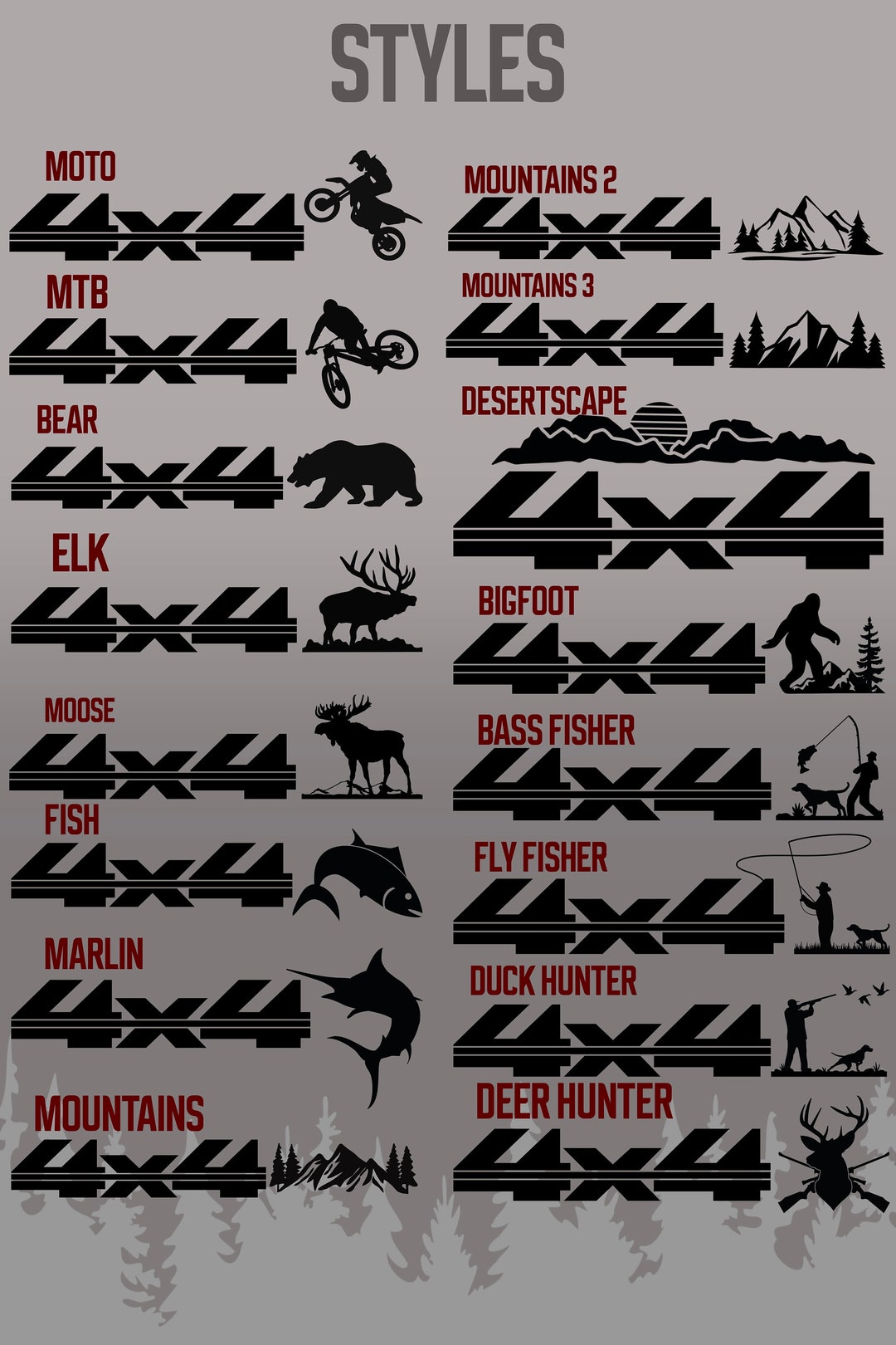 4x4 Decal - Hunting / Fishing / Outdoors / Sports - Etsy