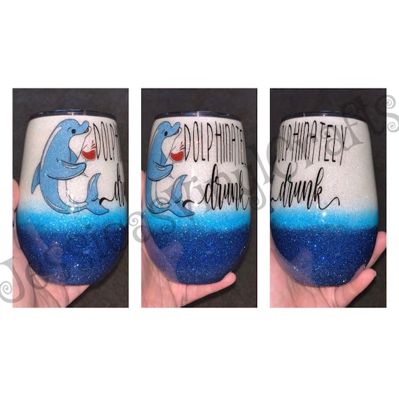 Dolphinately drunk customizable dolphin holding wine glass | Etsy
