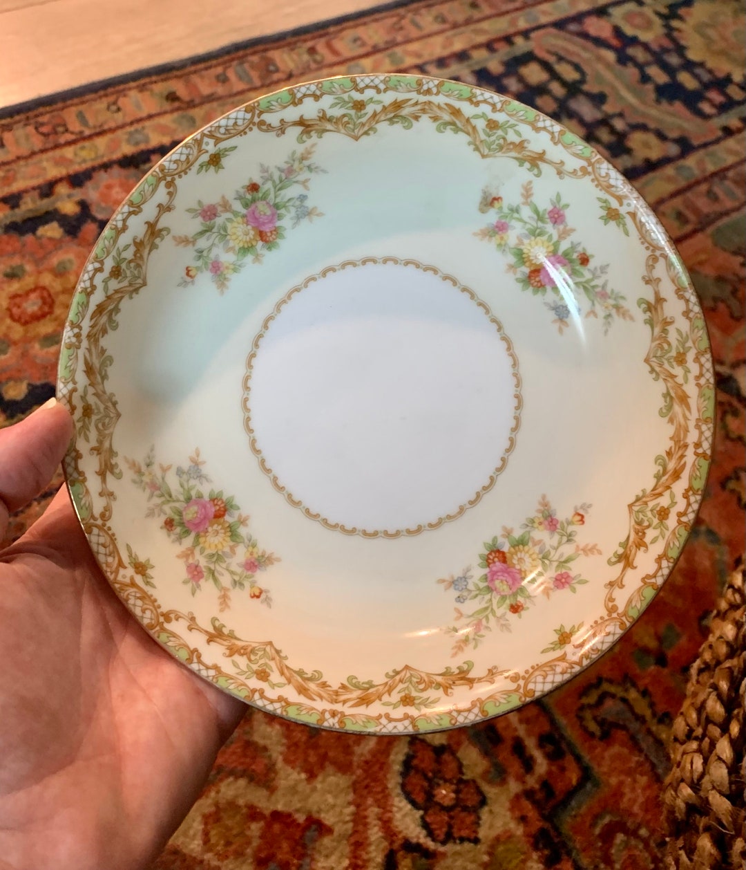 Noritake Morimura Nanarosa China Coupe Soup Bowl Flowers Garland Gold ...