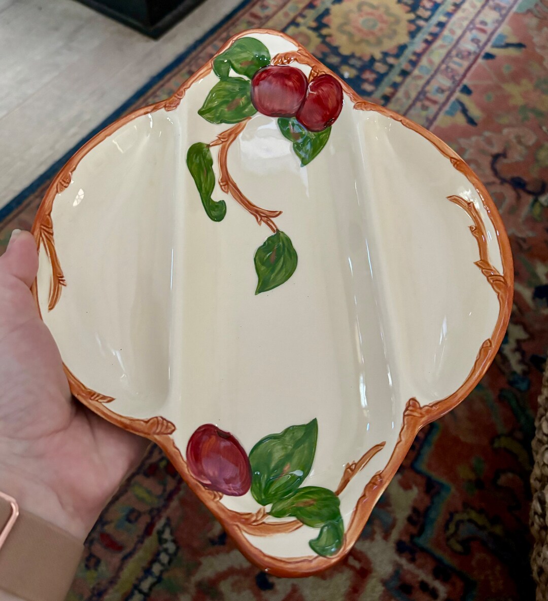 Franciscan Apple Divided Relish Three Section Serving Dish Dark Red ...