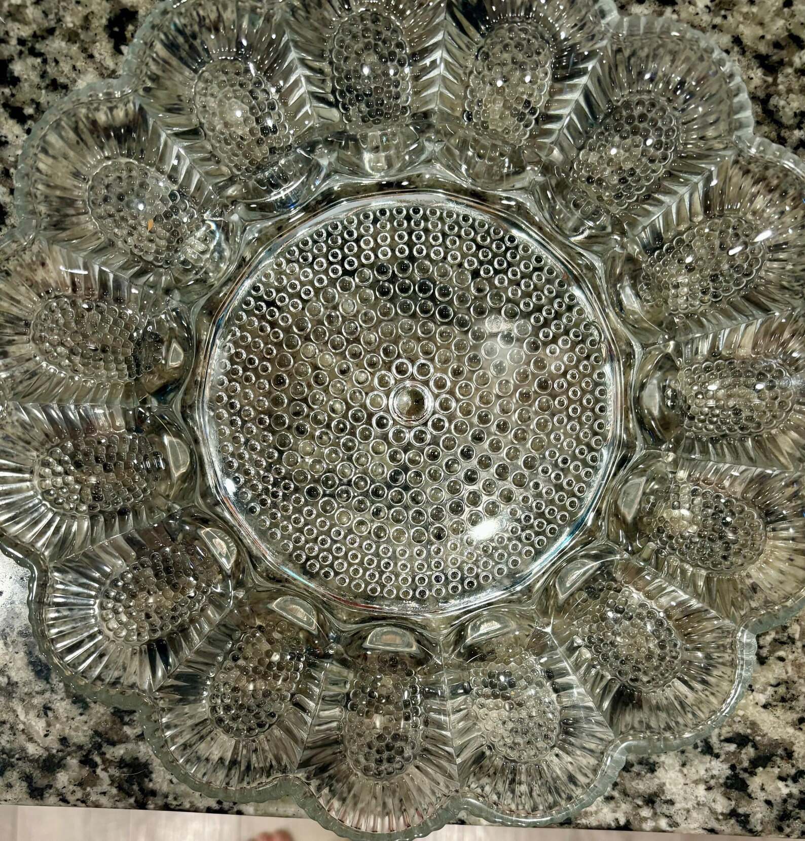 Vintage Indiana Glass Clear Hobnail Deviled Egg Relish Serving Plate ...