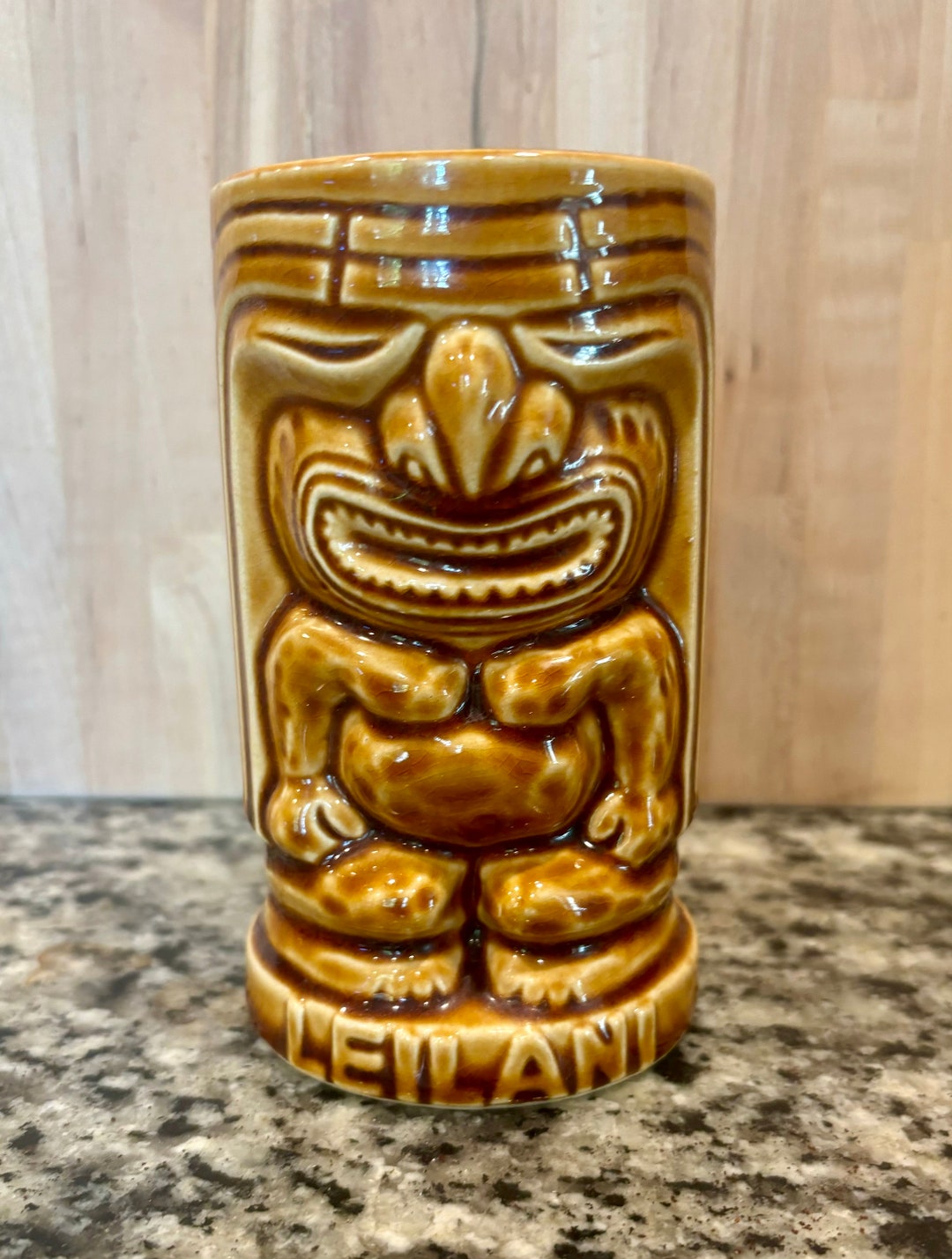 Brown Tiki Leilani Tumbler Mug Cup Polynesian Orchids of Hawaii Ceramic Double Sided Barware - Etsy