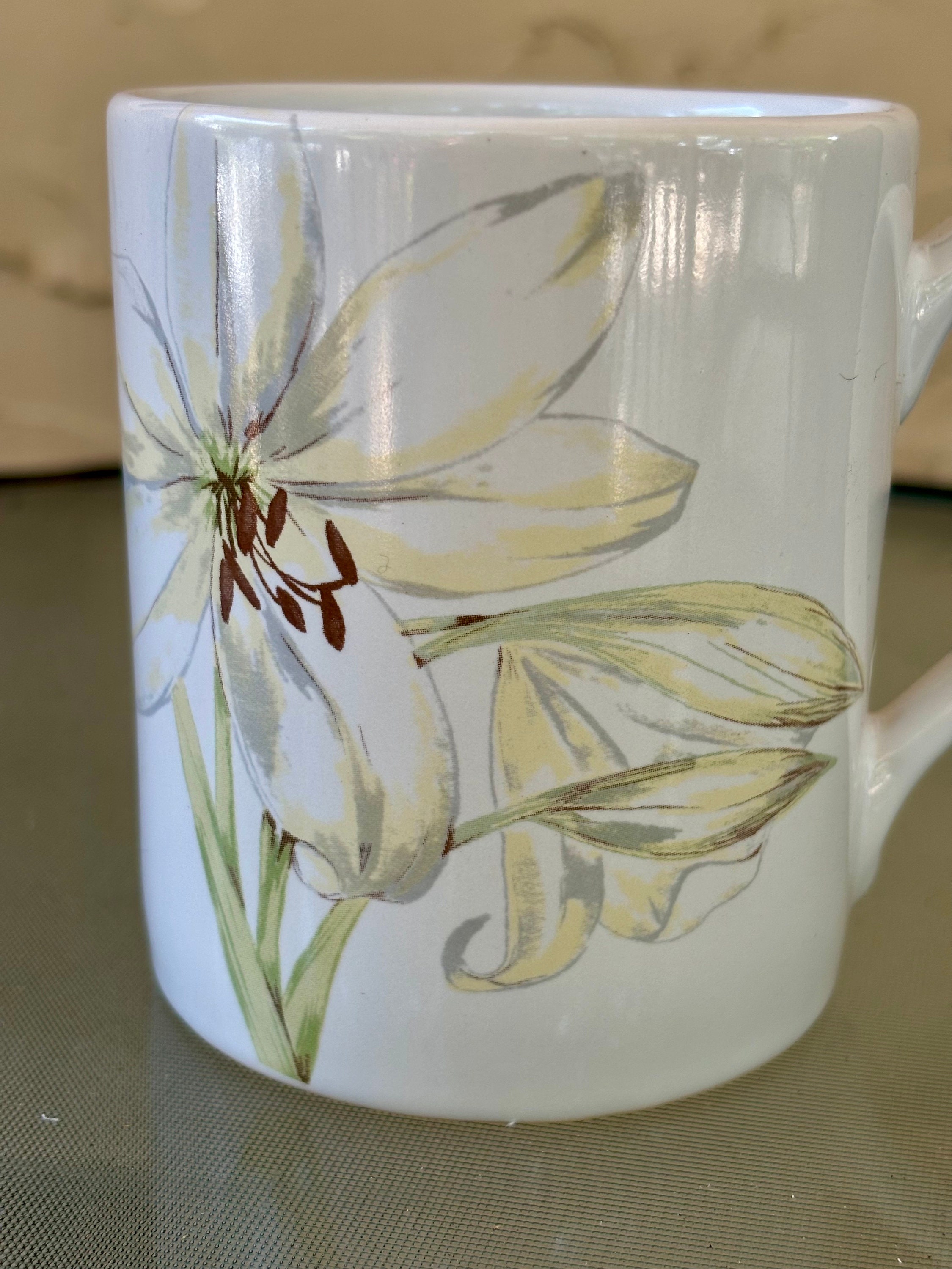 Discontinued Corelle White Flower Coordinates Stoneware Coffee Cup Mug ...