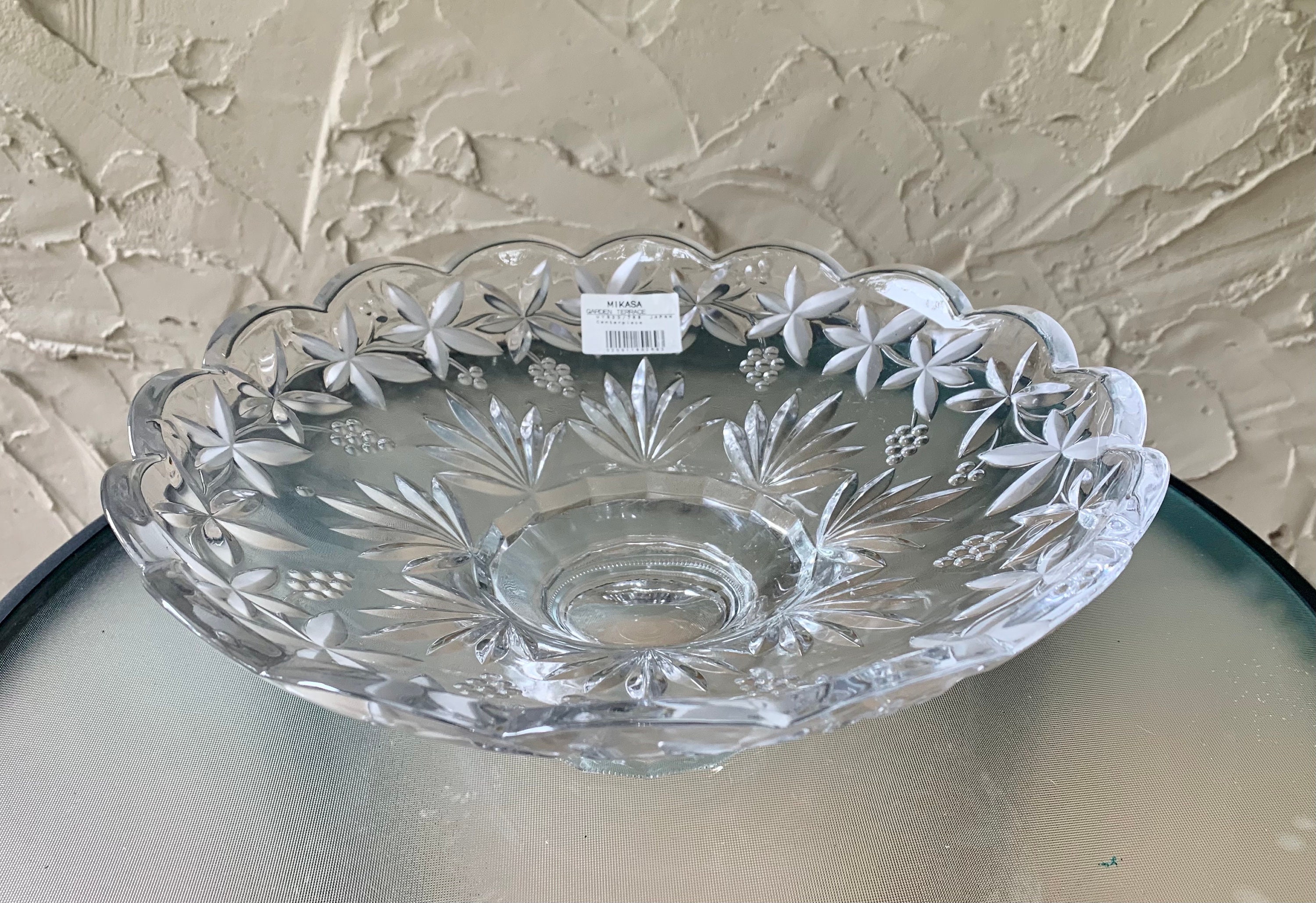 Mikasa Garden Terrace Centerpiece Footed Bowl Crystal Cut Glass New ...