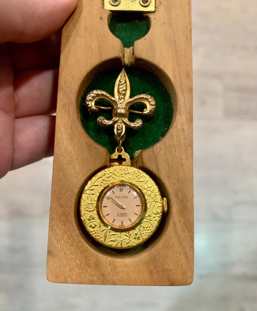 RARE Reuge Music Box Musical Watch Incabloc 17 Jewel Pendant Pocket ...