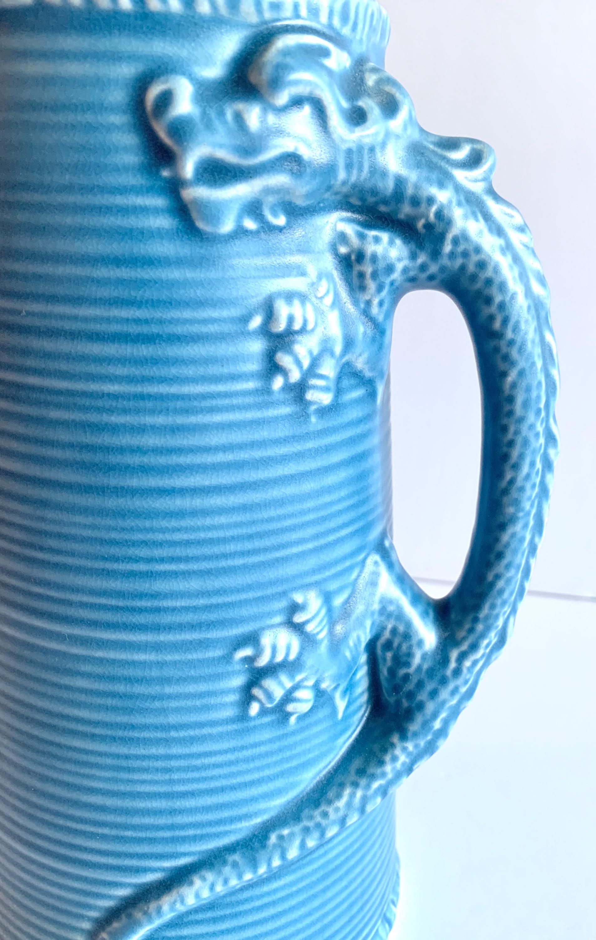 English Art Pottery Pitcher Dragon Handle - Etsy
