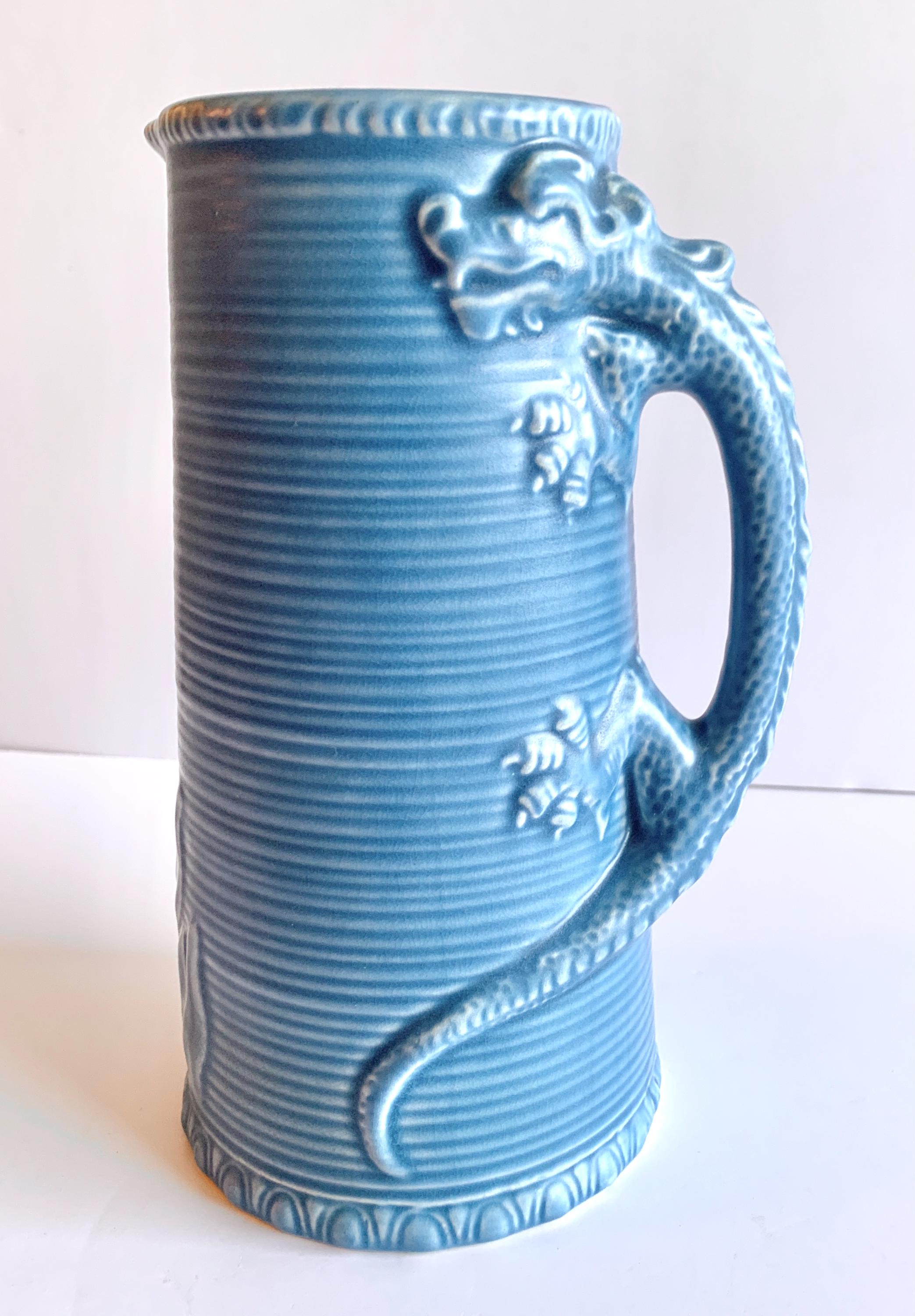 English Art Pottery Pitcher Dragon Handle - Etsy