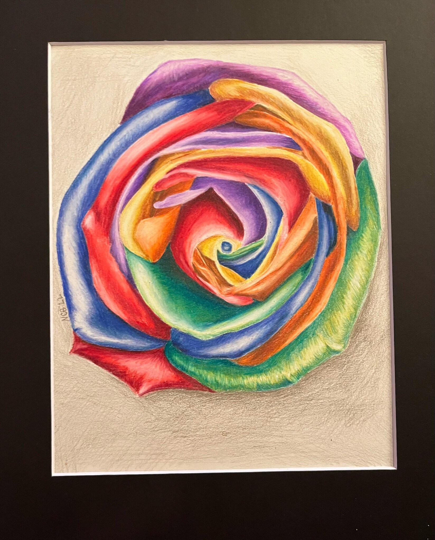 Rainbow Rose Drawing