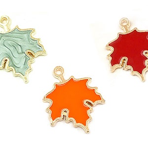 1/ 2/ 5pcs Maple Leaf Enamel Charm - Etsy